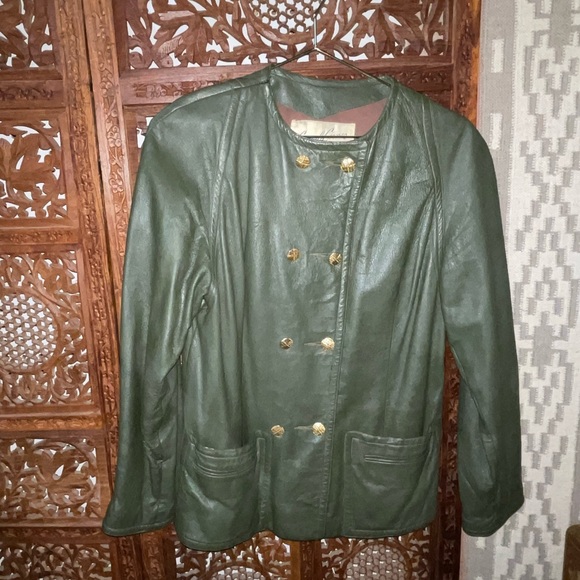 Casual Corner | Jackets & Coats | Vintage Green Casual Corner Leather ...